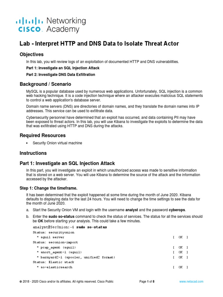 27.2.12 Lab - Interpret HTTP and Dns Data To Isolate Threat Actor | PDF | Domain Name System ...