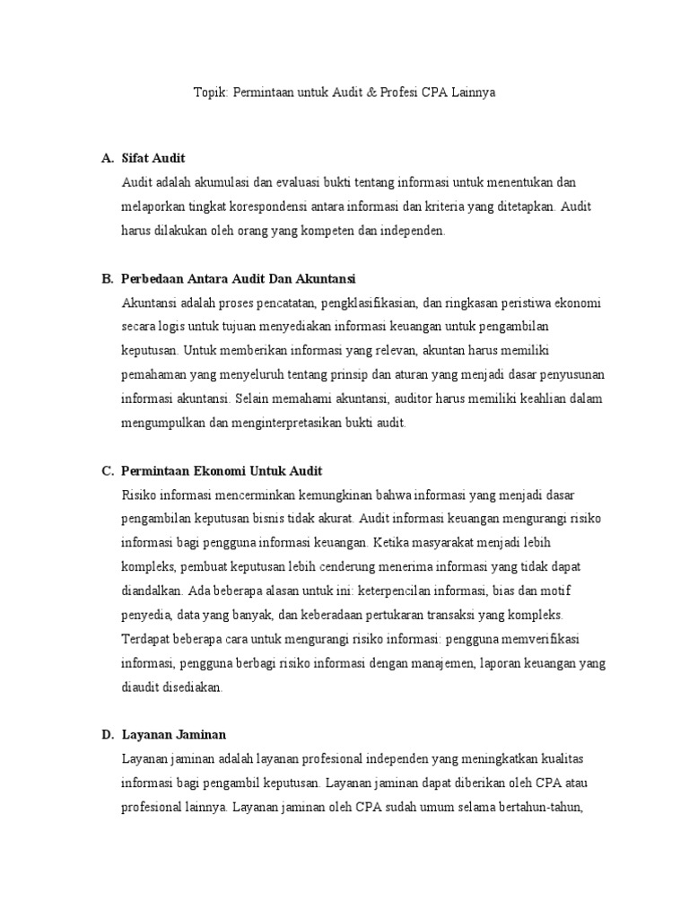 Audit dan Profesi CPA | PDF | Karier & Perkembangan | Bisnis