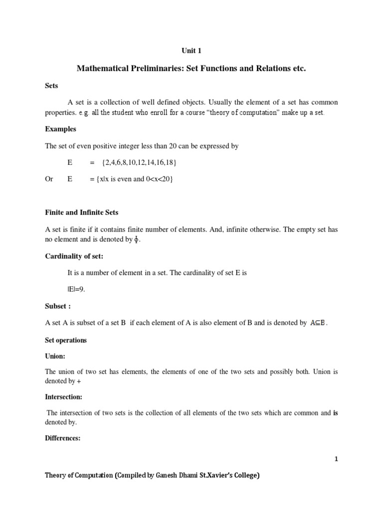 Chapter 1 Preliminaries | PDF | Set (Mathematics) | Sequence