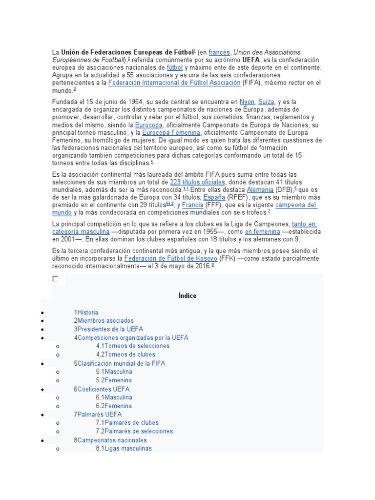 Uefa Wiki | PDF | Asociación de equipos de fútbol | Equipos deportivos