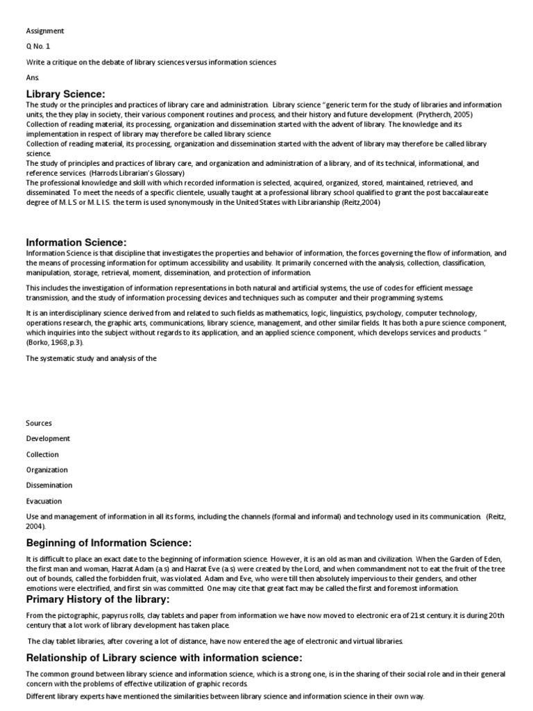 Introduction To Library and Information Sciences 5501 | PDF | Library ...