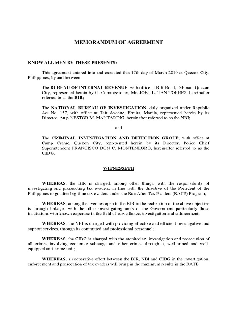 Memorandum of Agreement | PDF | Prosecutor | Criminal Justice