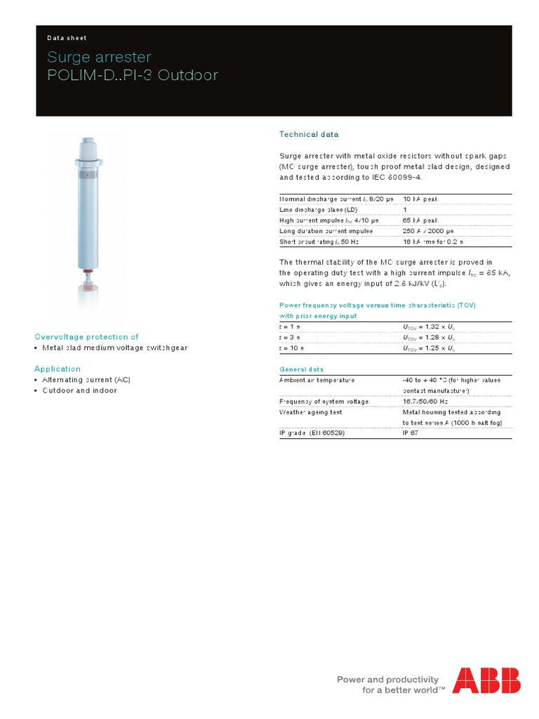 ABB Surge Arrester POLIM-D PI Outdoor - Data Sheet 1HC0093993 E01 AA ...