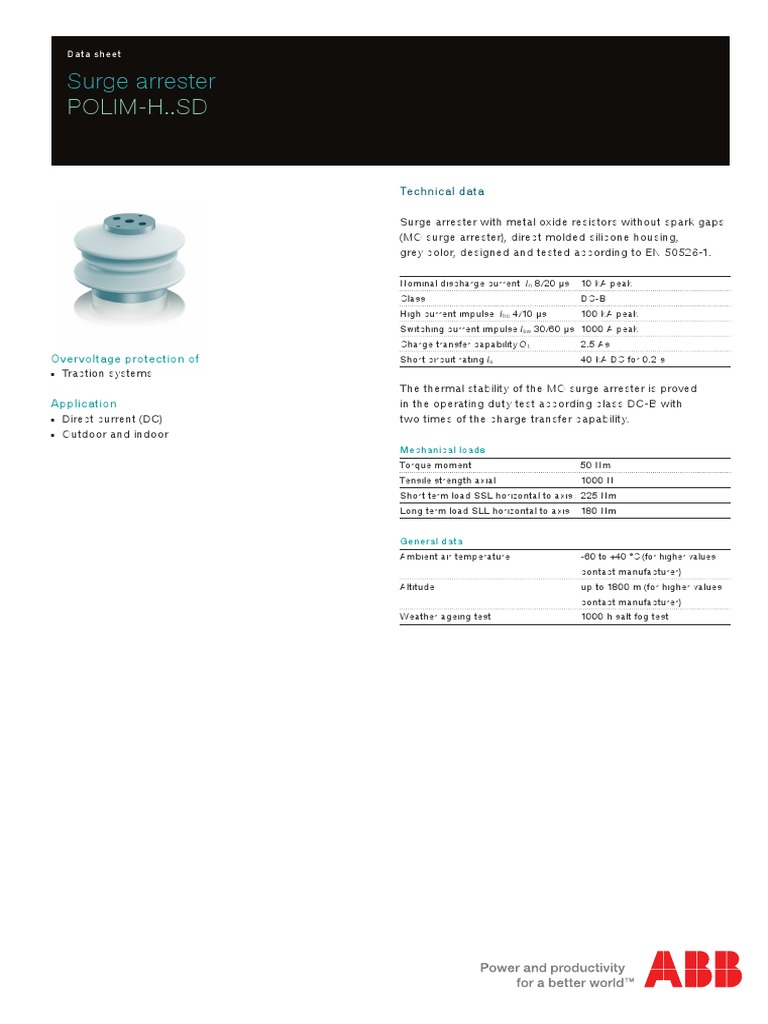 ABB Surge Arrester POLIM-H SD - Data Sheet 1HC0075860 E02 AB | PDF ...