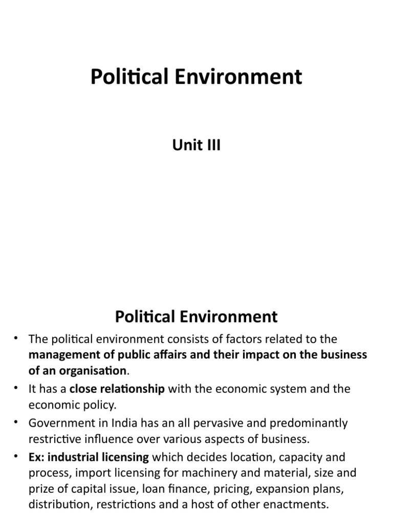 3.1 Political Environment | PDF | Nationalization | Policy