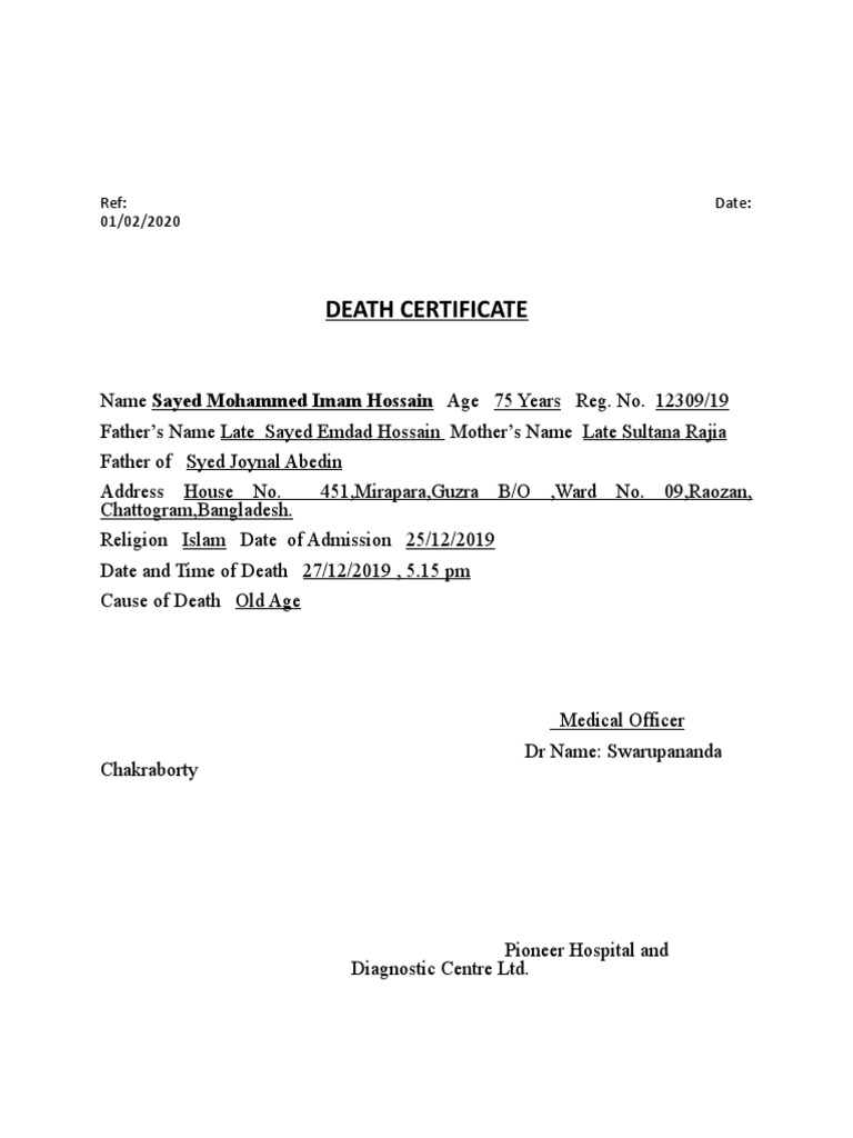 Death Certificate | PDF