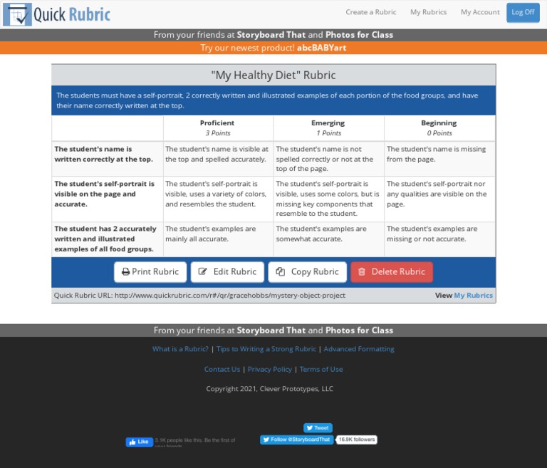 My Healthy Diet Project Rubric | PDF | Rubric (Academic)