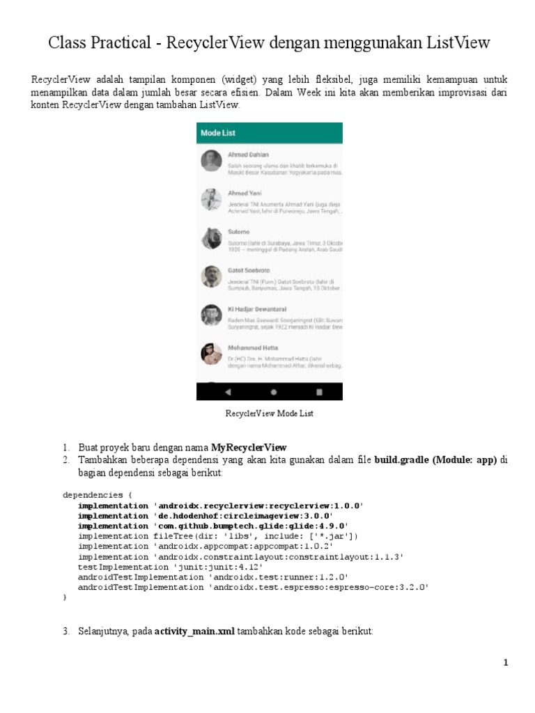 Recycler View Dengan Mode ListView Dan Mode CardView | PDF