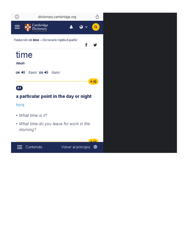 Traducir Time Del Inglés Al Español - Diccionario Cambridge | PDF