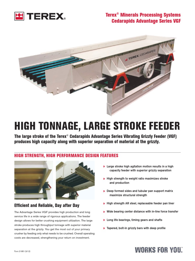 Terex Vibrating Feeder Advantage-Series-VGF-Flyer | PDF | Bearing ...