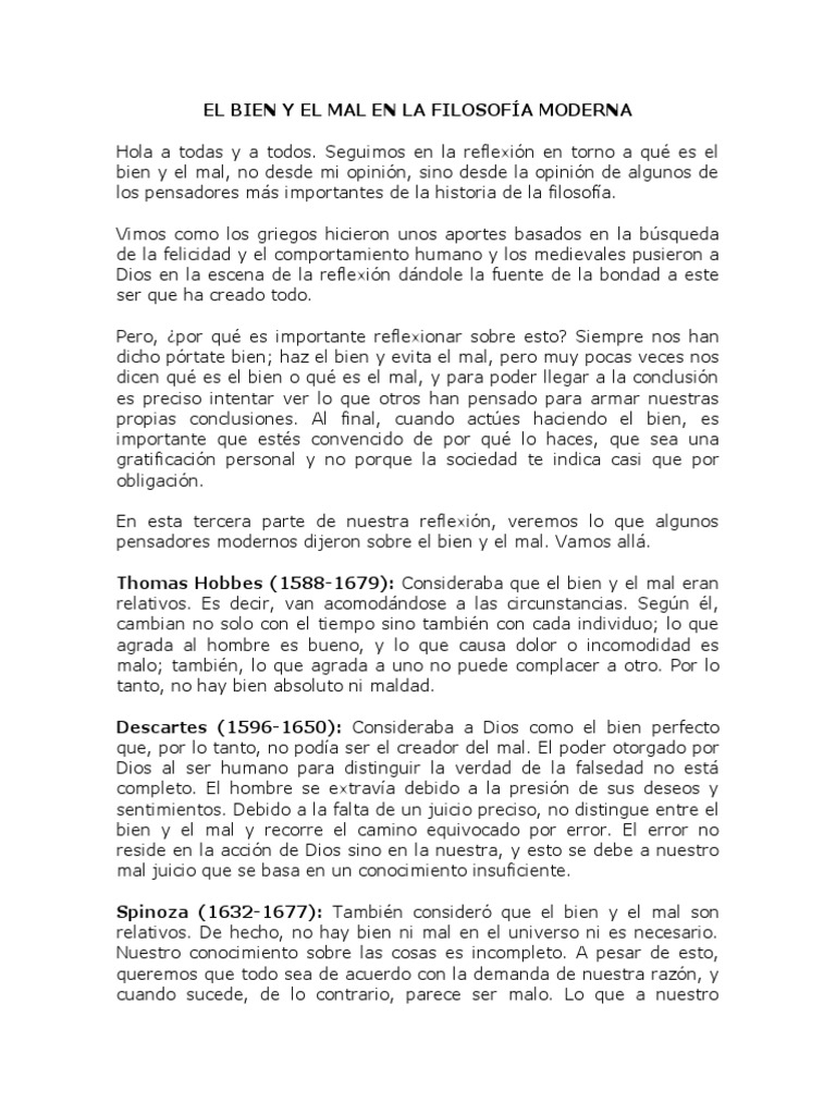 El Bien y el Mal en Filosofía Moderna | PDF | Mal | Immanuel Kant