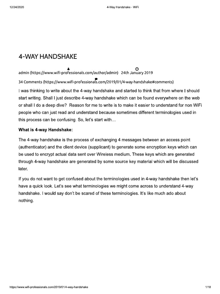 4 Way Handshake PDF | PDF