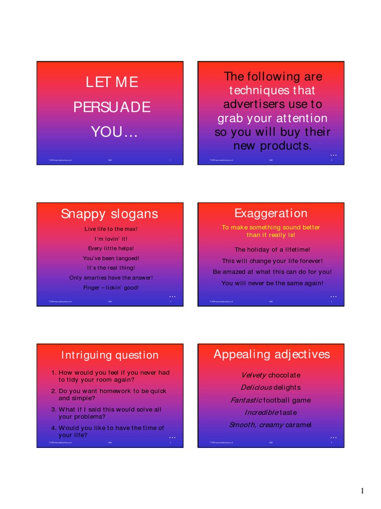 Let Me Persuade You : Snappy Slogans | PDF | Business