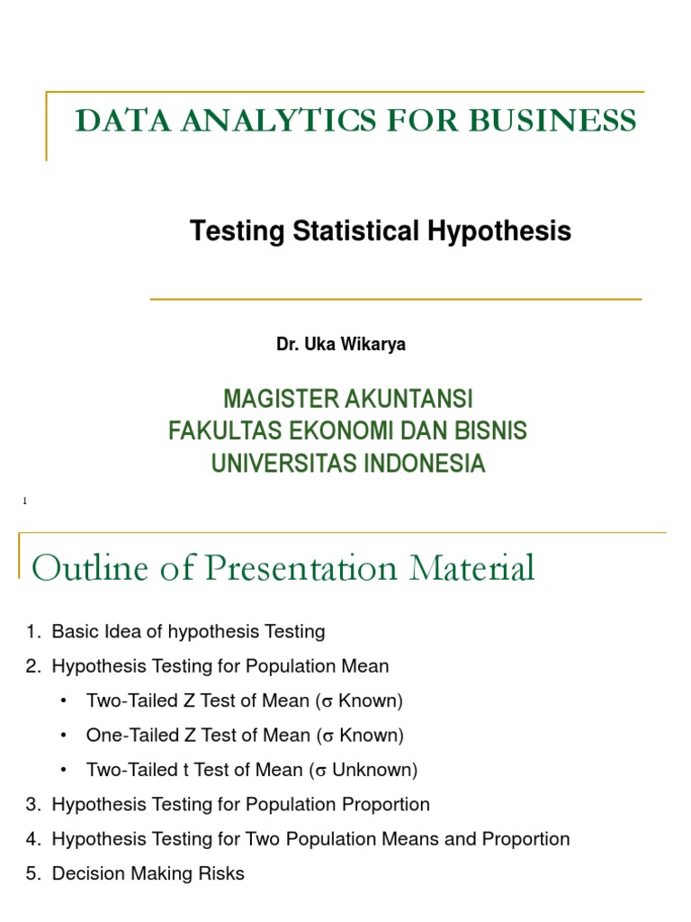 L04-Pengujian Hipotesis - r1 | PDF | Statistical Hypothesis Testing ...