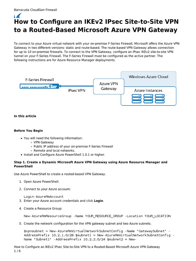 How To Configure An Ikev2 Ipsec Site-To-Site VPN To A Routed-Based ...