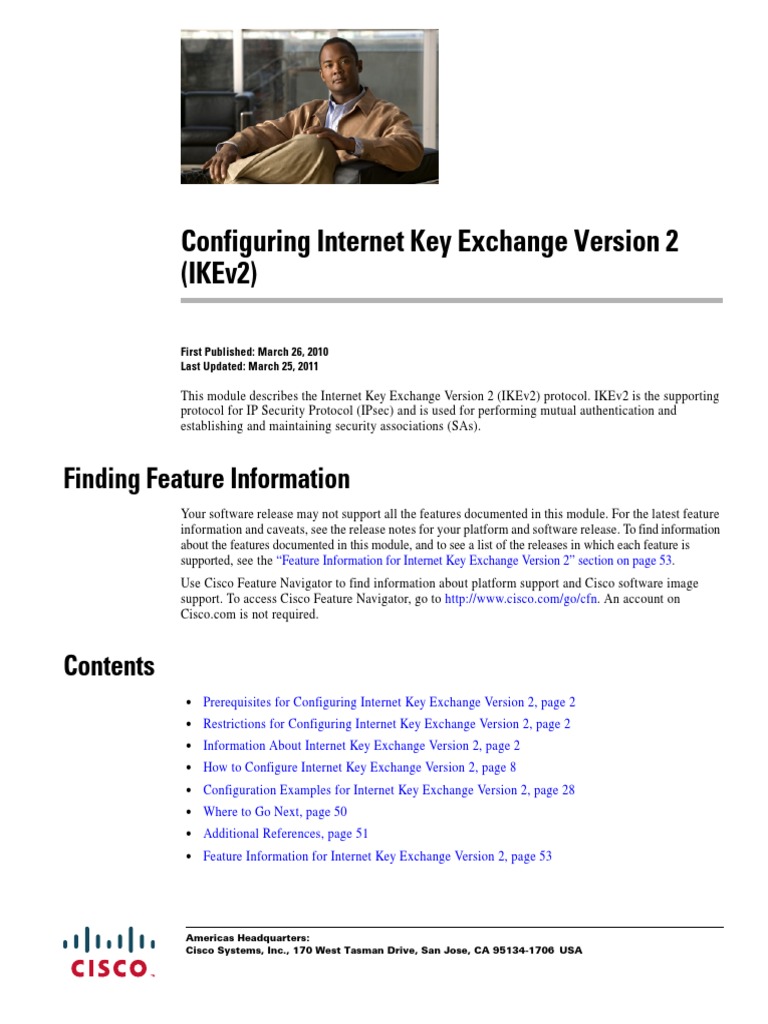Configuring Internet Key Exchange Version 2 (Ikev2) : Finding Feature ...