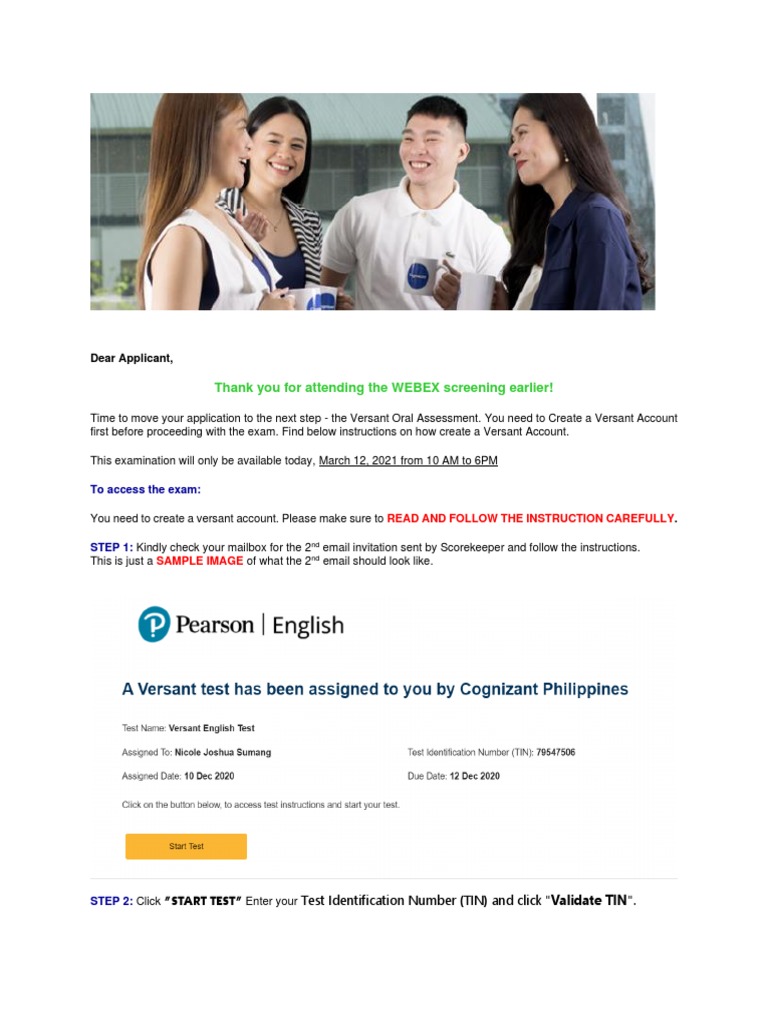 How To Create A Versant Account | PDF | Mobile App | Cyberspace