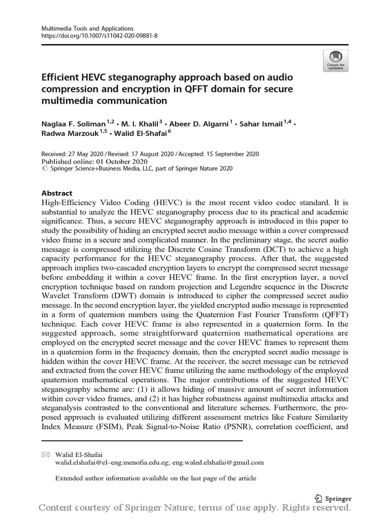 Efficient HEVC Steganography Approach Based On Aud | PDF | Data Compression | Algorithms