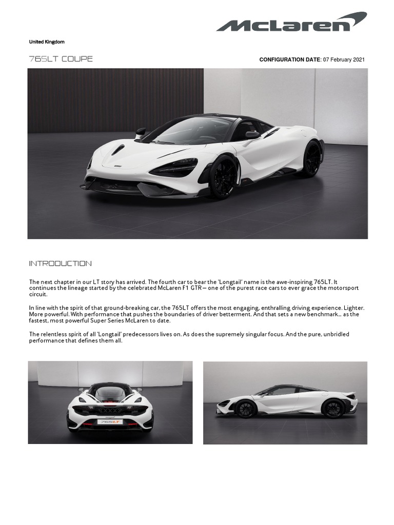 McLaren 765LT Order Summary | PDF