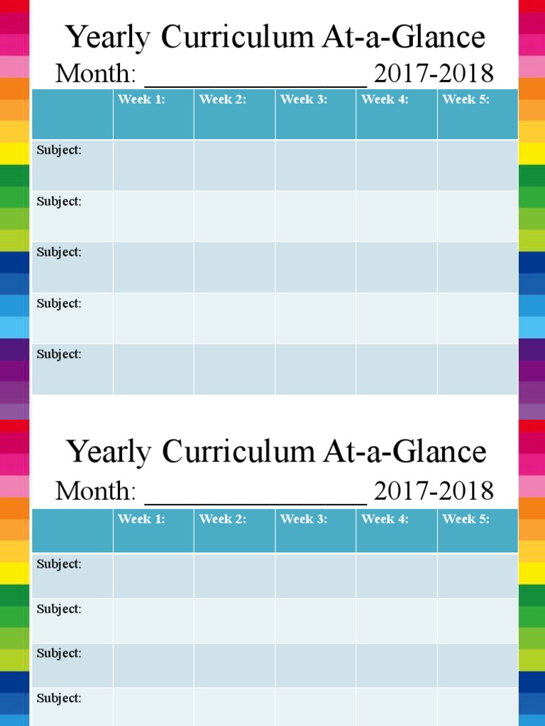 Month: - 2017-2018: Yearly Curriculum At-a-Glance | PDF | Career & Growth