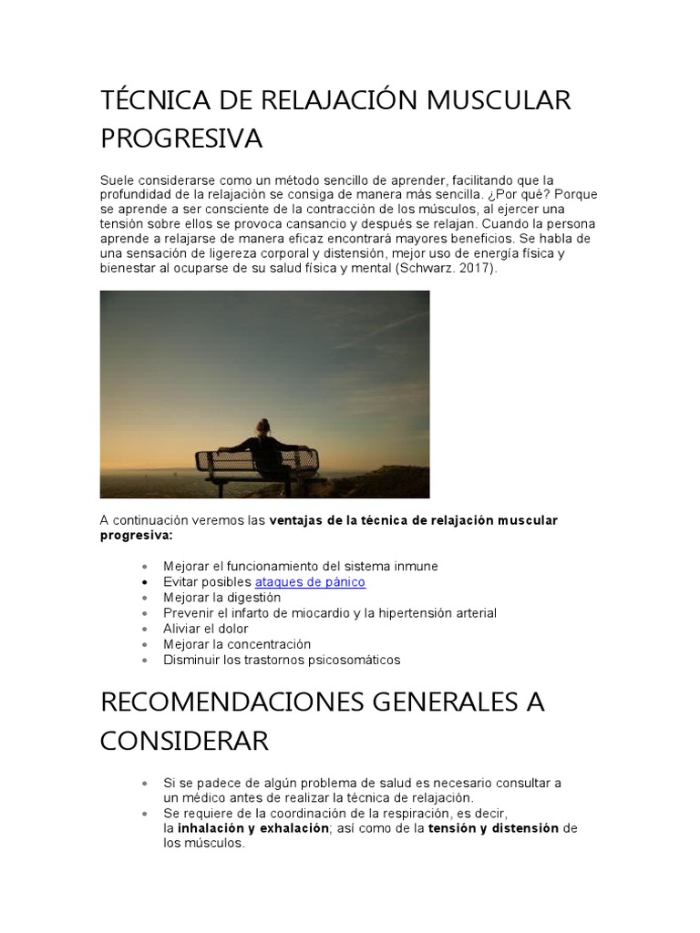 Técnica de Relajación Muscular Progresiva | PDF