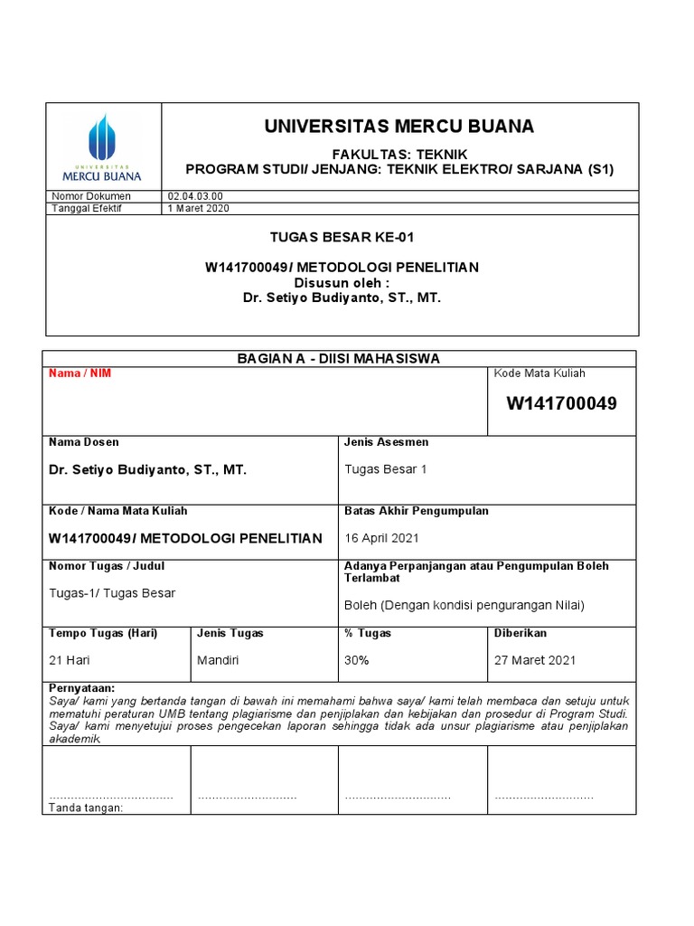 Tugas Besar-1 Metodologi Penelitian | PDF