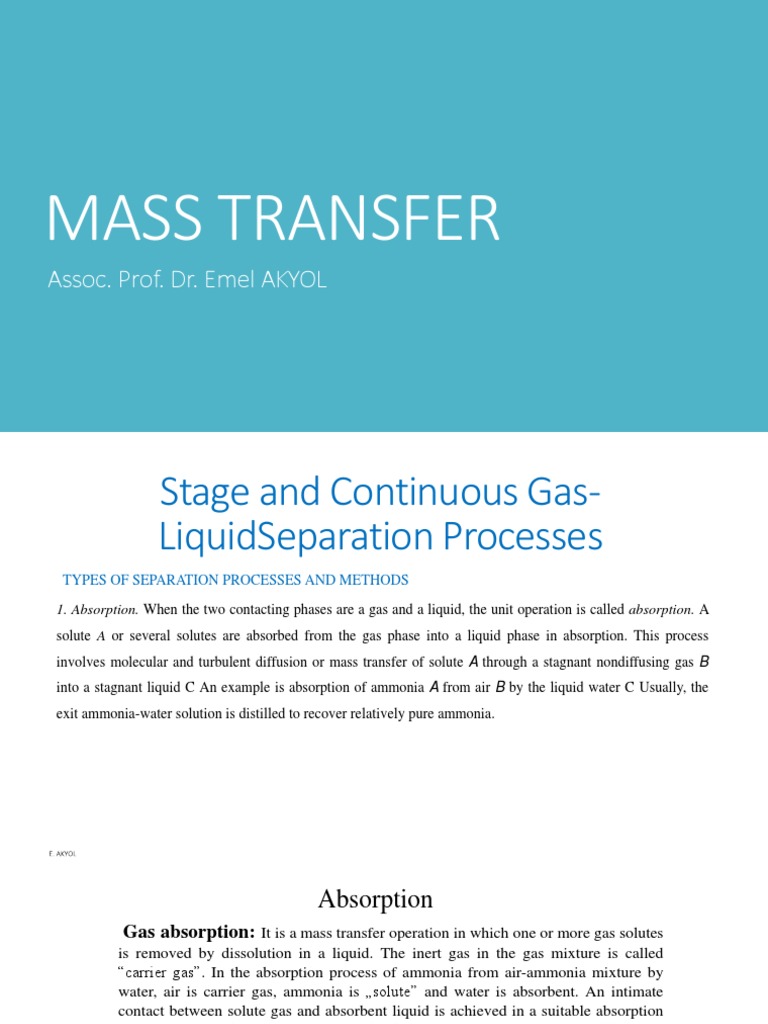 MASS TRANSFER ABSORPTION | PDF | Solution | Distillation