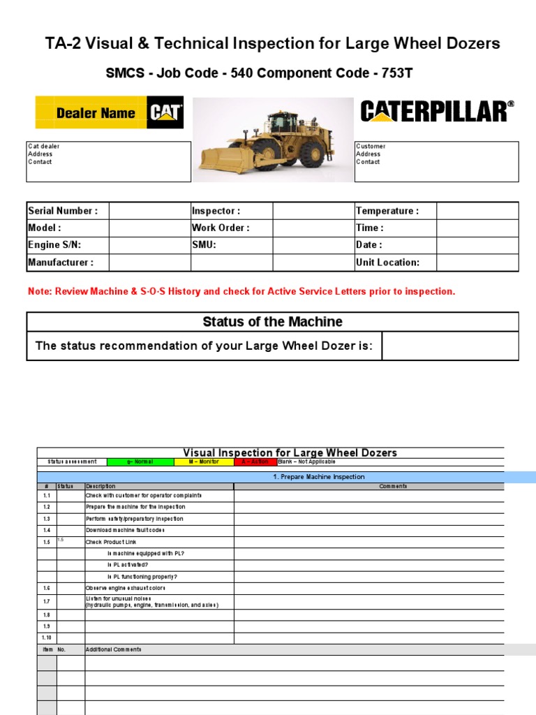 Large Wheel Dozer Inspection Guide | PDF | Transmission (Mechanics) | Axle