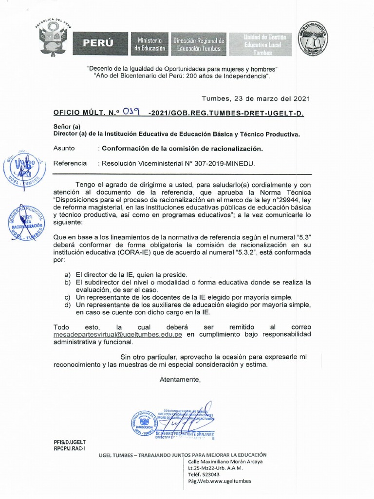 Oficio Mult 019 | PDF