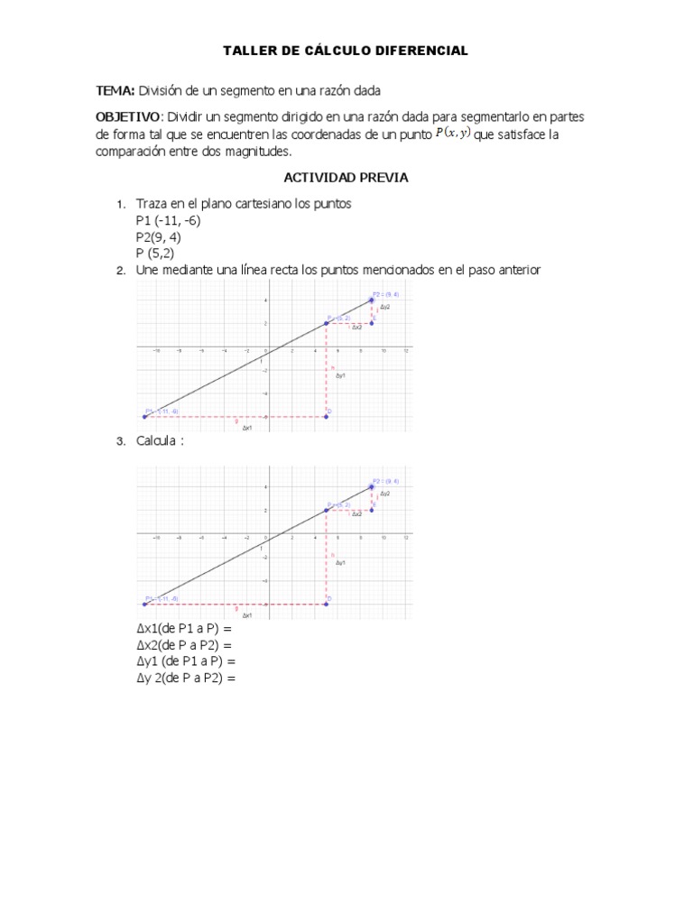 Divison de Un Segmento en Una Razon Dada 23032021 Taller de Cálculo | Descargar gratis PDF ...