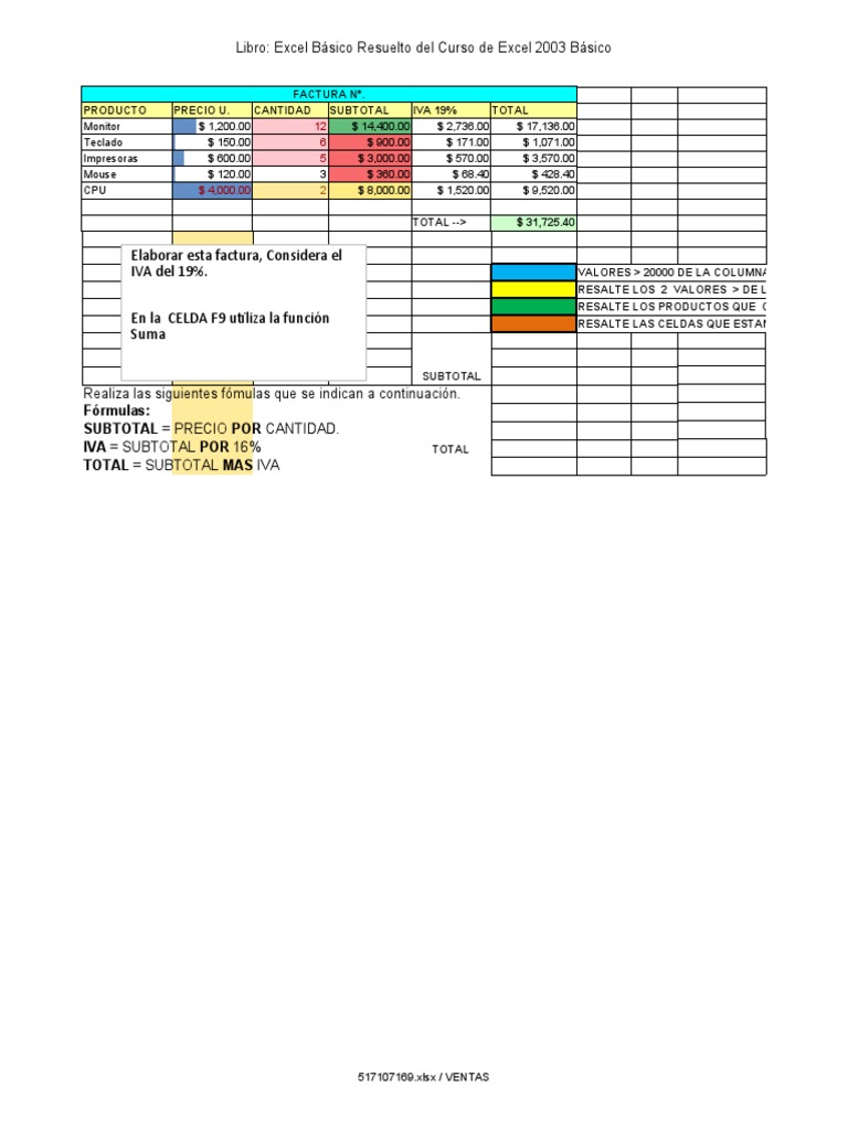 EXAMEN EXCEL BASICO Ver 2 | PDF | Microsoft Excel | Informática