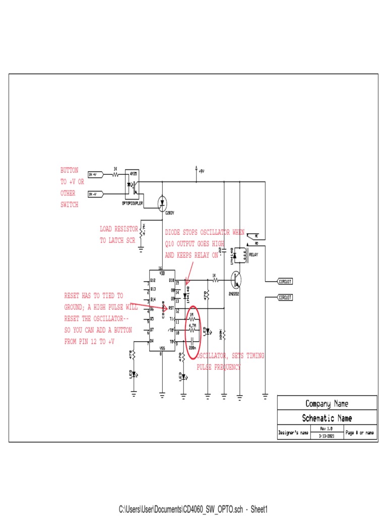 CD4060 Timer Switch Schematic Using Optocoupler and SCR | PDF