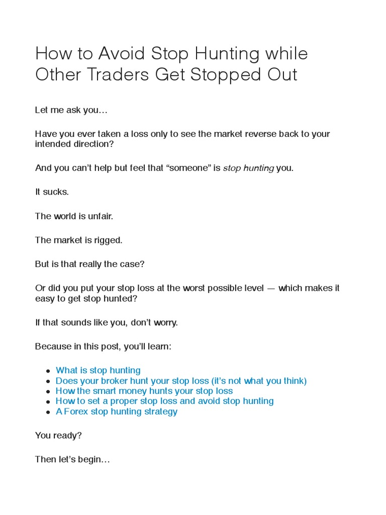 How To Avoid Stop Hunting While Other Traders Get Stopped Out | PDF ...