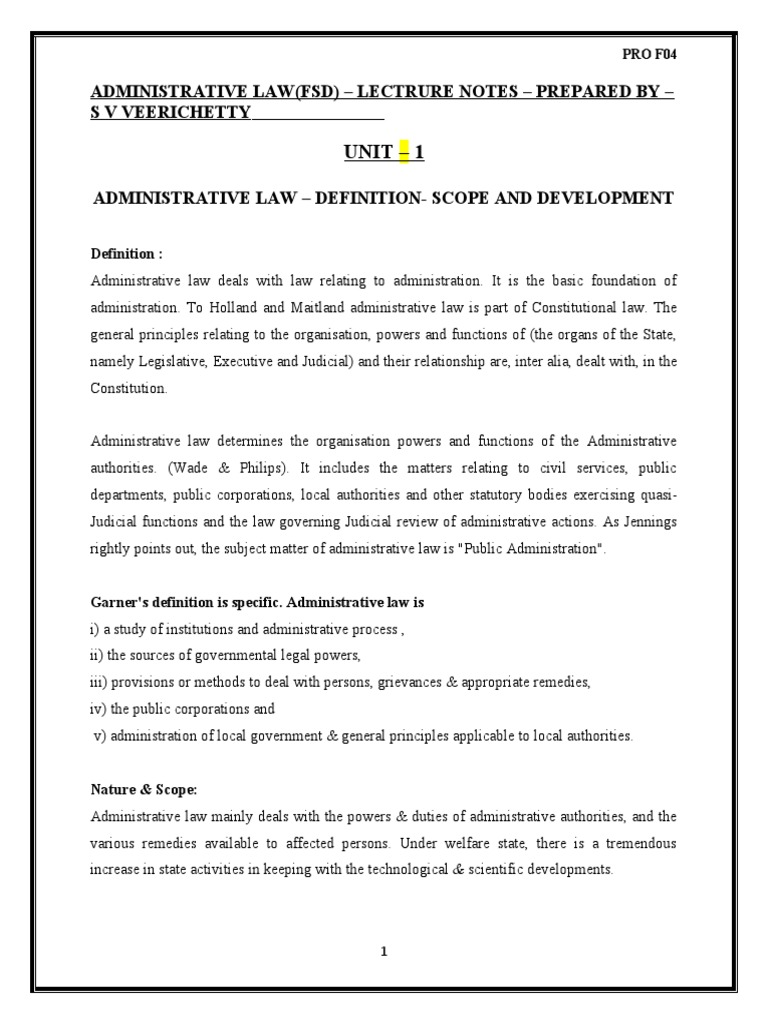 Lecture Notes (Administrative Law) | PDF | Separation Of Powers ...