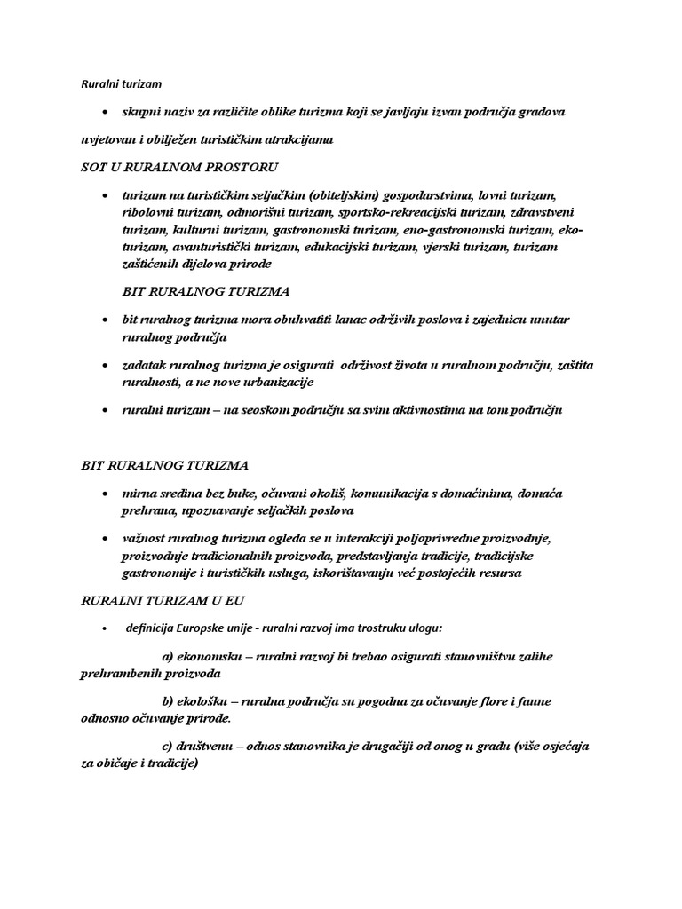 Ruralni Turizam | PDF