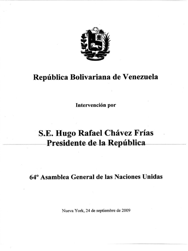 Discurso Hugo Chávez ONU 2009 | PDF | Hugo Chavez | Venezuela