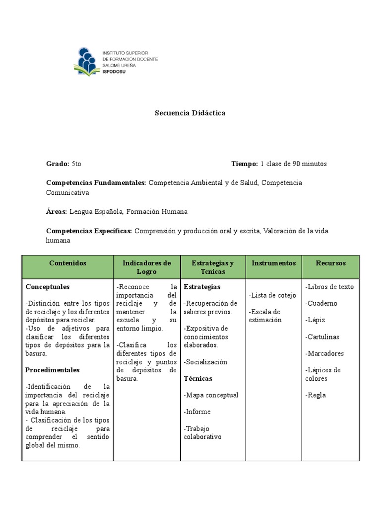 Secuencia Didáctica-1 | PDF | Reciclaje | Residuos