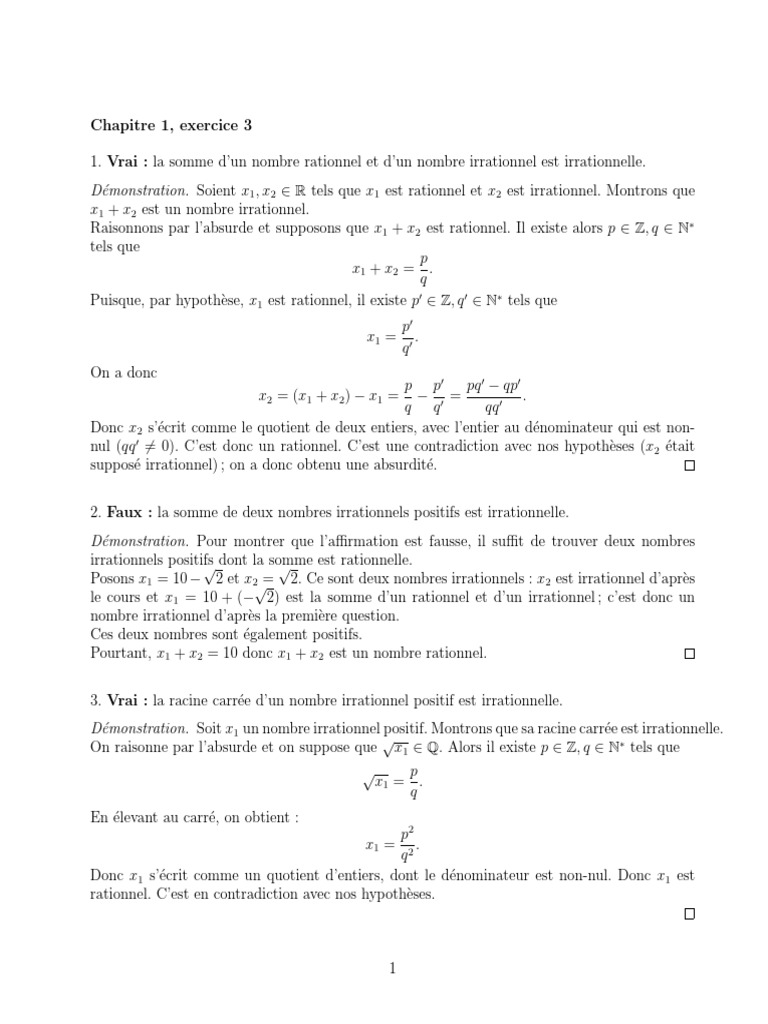 Chap1 Ex3 | PDF | Nombre rationnel | Objets mathématiques