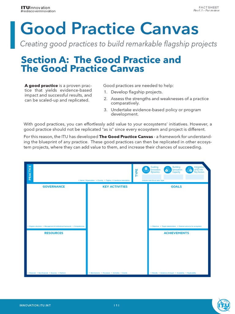 Good Practice Canvas for Innovation | PDF | Brainstorming | Innovation