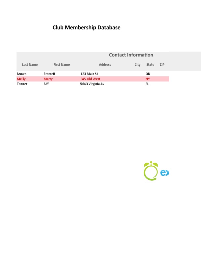 Sky X of T Club Membership Database Template | PDF