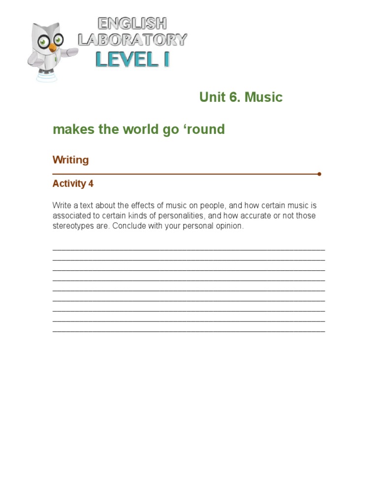 Unit 6. Music Makes The World Go Round: Writing | PDF