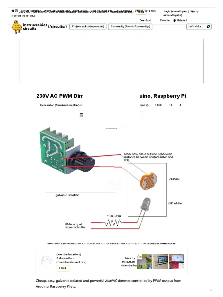 230V AC PWM Dimmer Controlled by Arduino, Raspberry Pi - 3 Steps ...