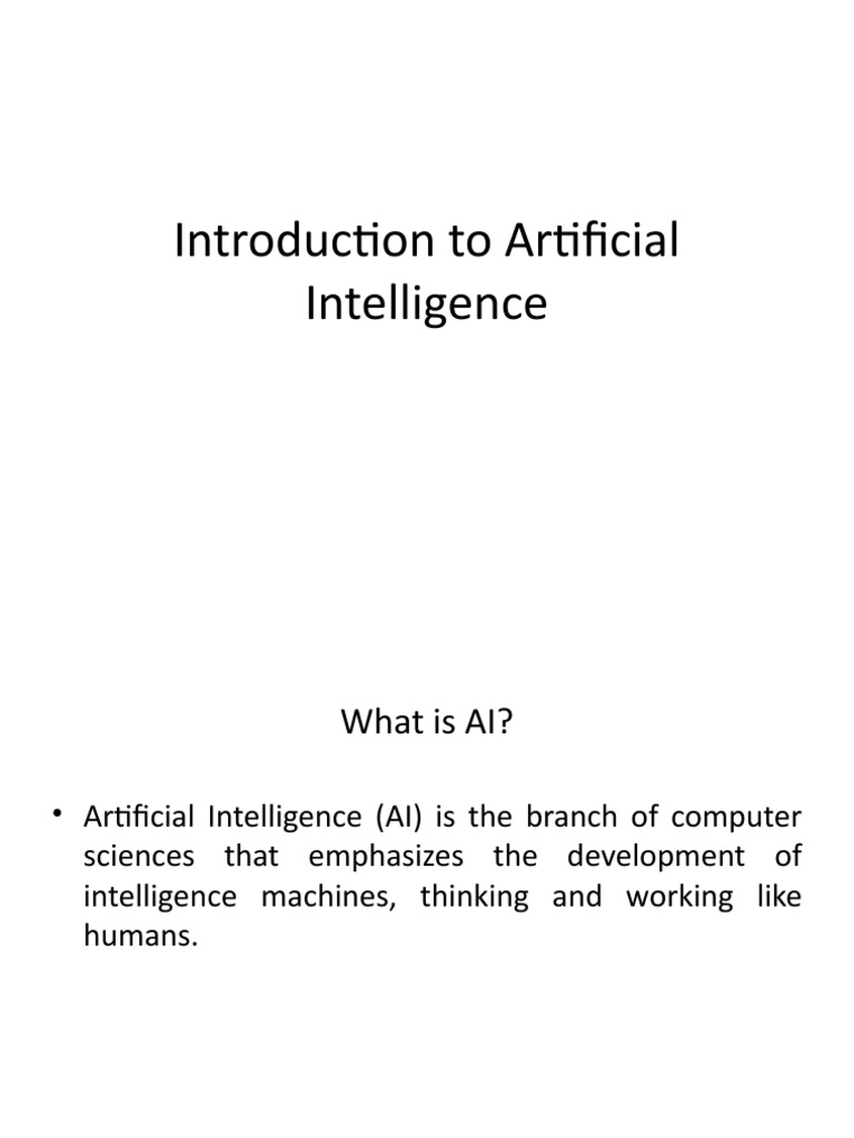 Introduction To Artificial Intelligence1 | PDF | Artificial Intelligence | Intelligence (AI ...