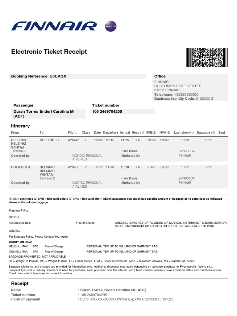 Your Electronic Ticket Receipt-1 | PDF | Baggage | Business