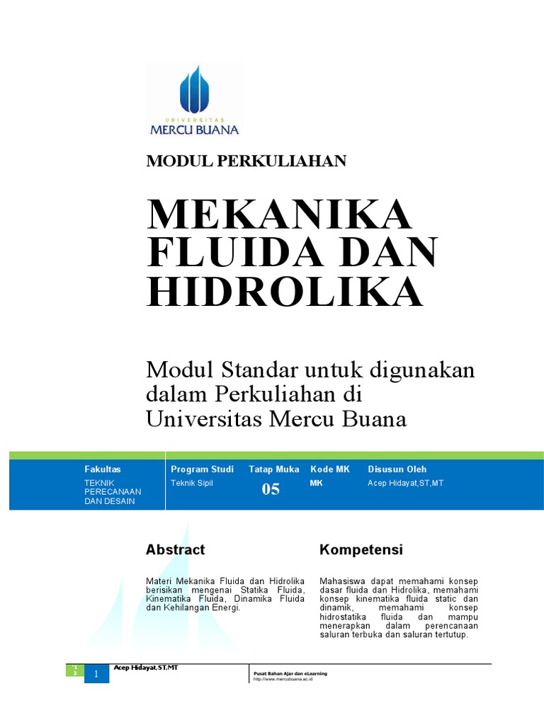 Mekanika Fluida dan Hidrolika: Konsep Dasar dan Penerapannya' | PDF