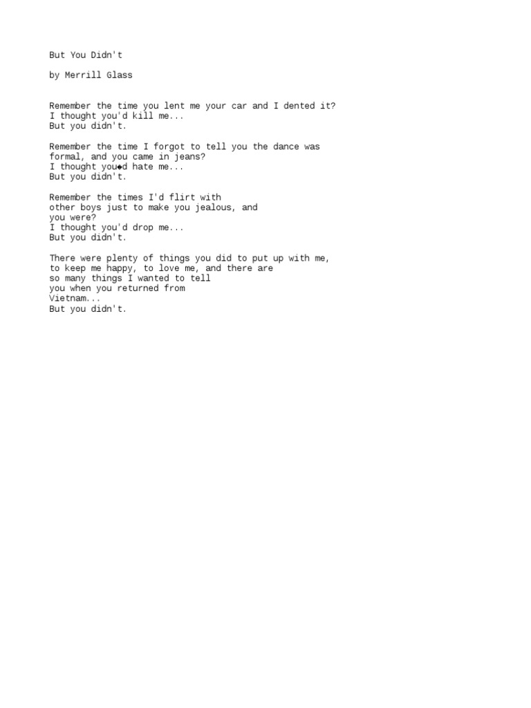 But You Didn't by Merrill Glass | PDF