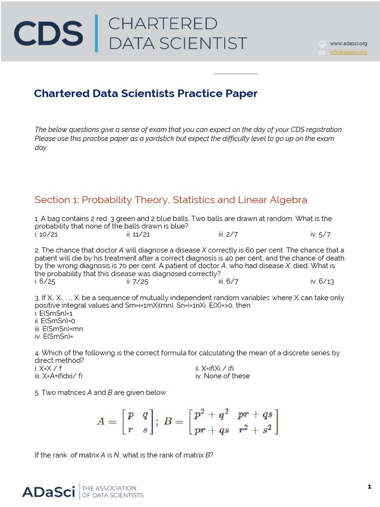 CDS Exam Practice Questions | PDF | Artificial Neural Network | Databases
