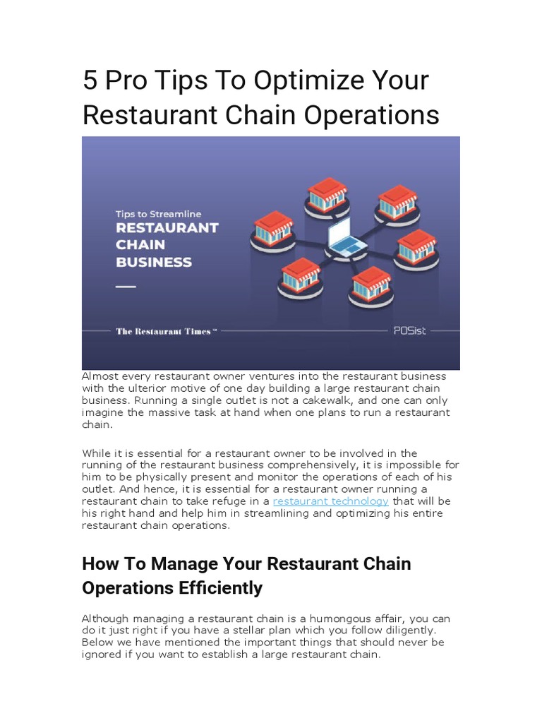 5 Pro Tips To Optimize Your Restaurant Chain Operations | PDF | Point ...