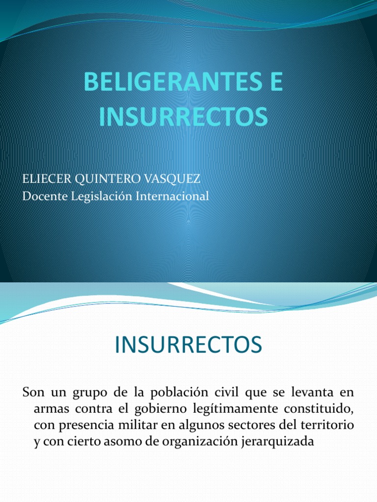 Beligerantes e Insurrectos: Definiciones y Contexto | PDF | Derecho