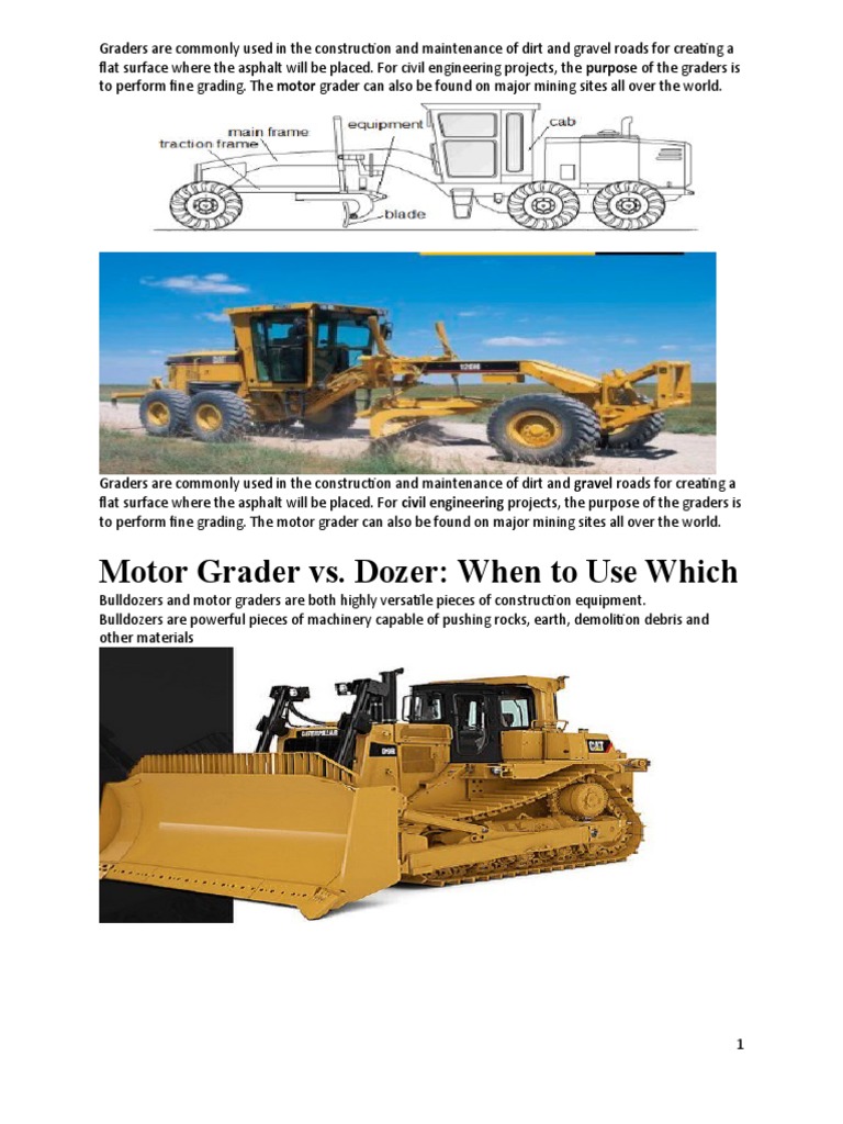 Motor Grader vs. Dozer: When To Use Which | Download Free PDF | Plough ...